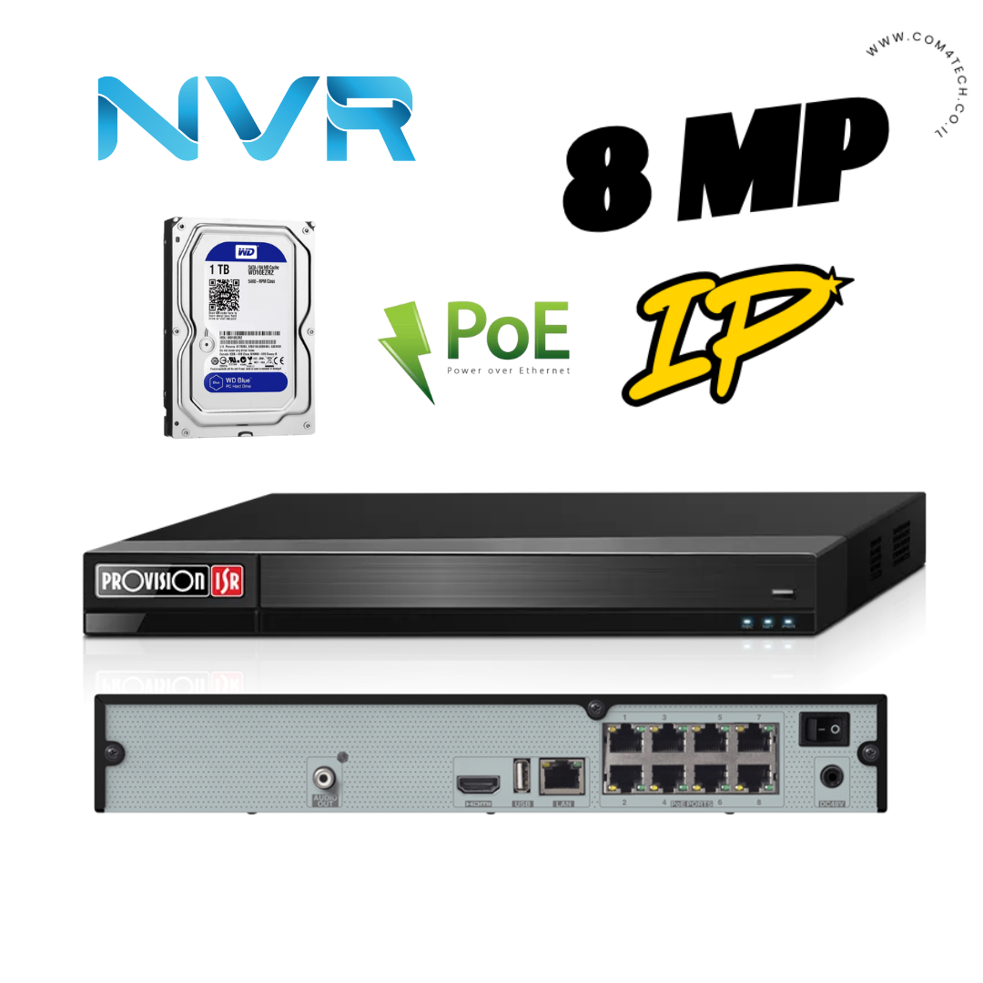 מערכת הקלטה NVR ל 8 מצלמות NVR8-8200PN-V2 Provision