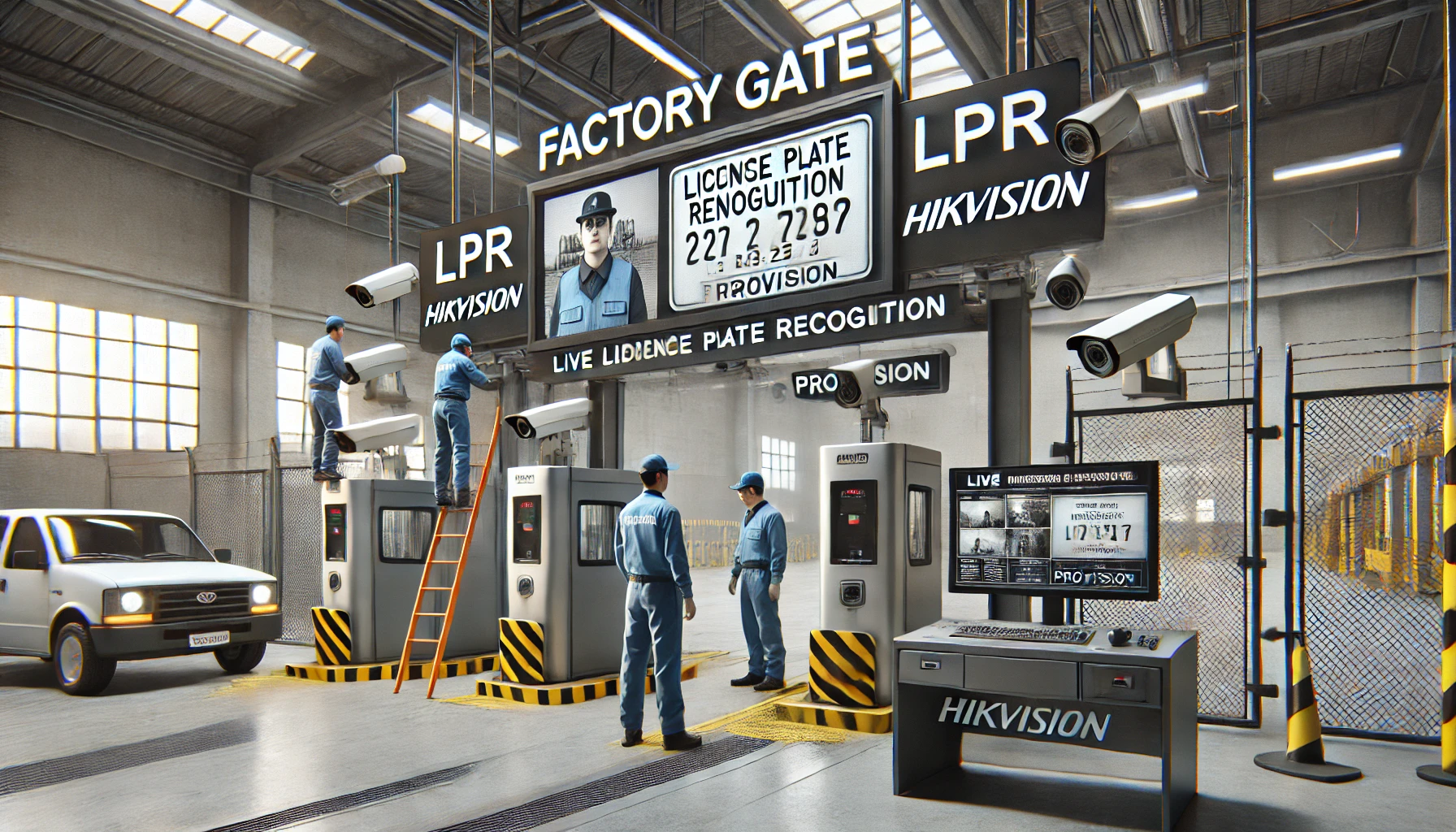 התקנת מצלמות LPR של HIKVISION PROVISION לשערי במפעלים